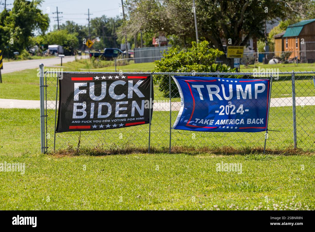 United States, Louisiana, Dulac, 2024 presidential election, flags of a ...