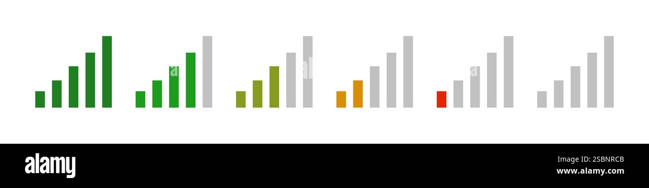 Set of communication signal strength icons. Cellular reception symbols ...