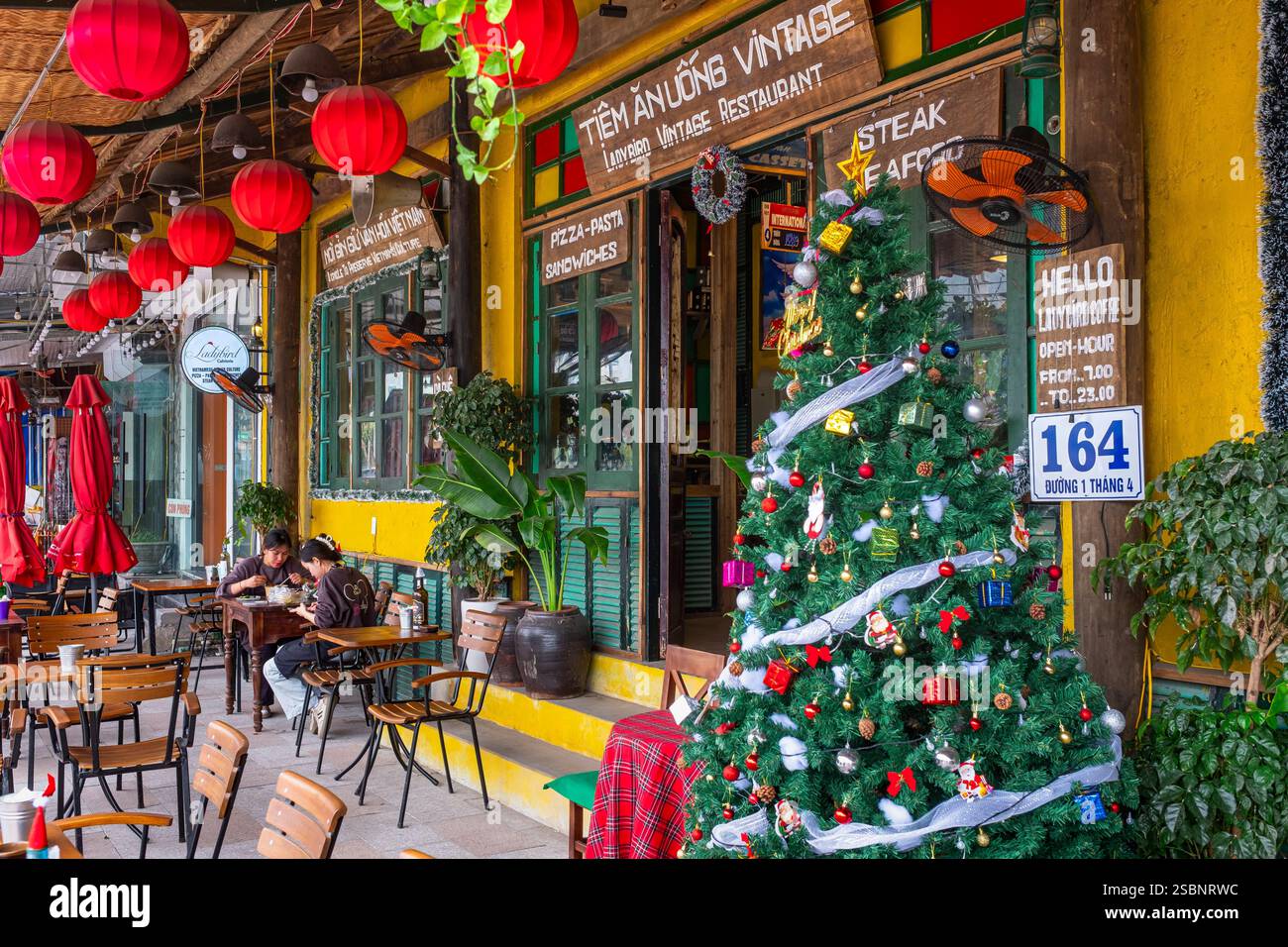 Vietnam, Haiphong Province, Cat Ba island, Cat Ba city, Ladybird café ...