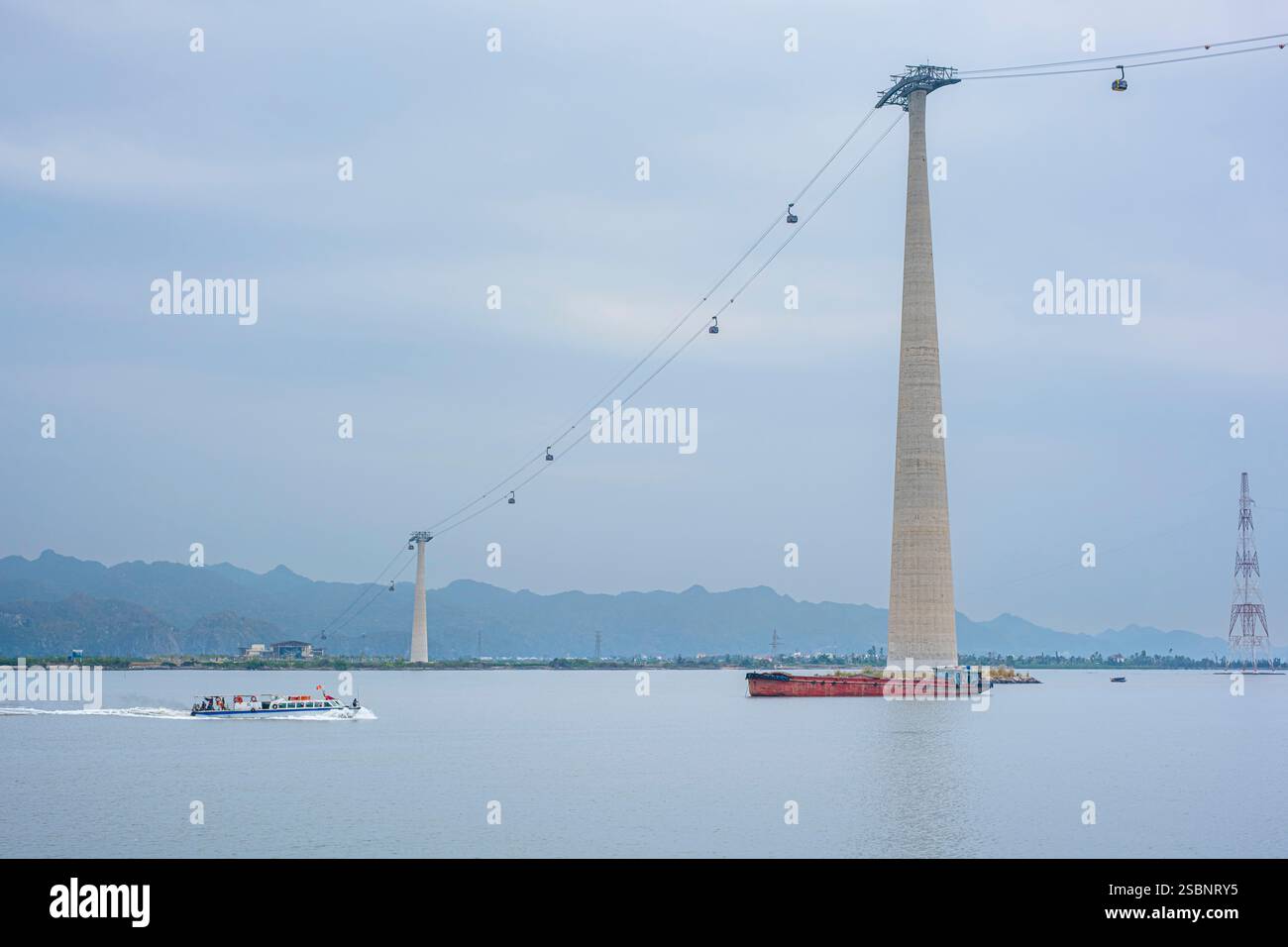 Vietnam, Haiphong Province, Sun World Cat Ba cable car connects Cat Hai ...