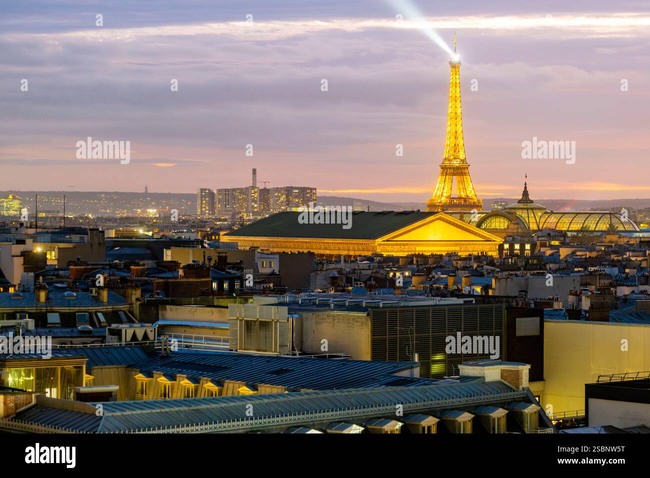 France, Paris, the roof terrace of the Galeries Lafayette, view of the ...