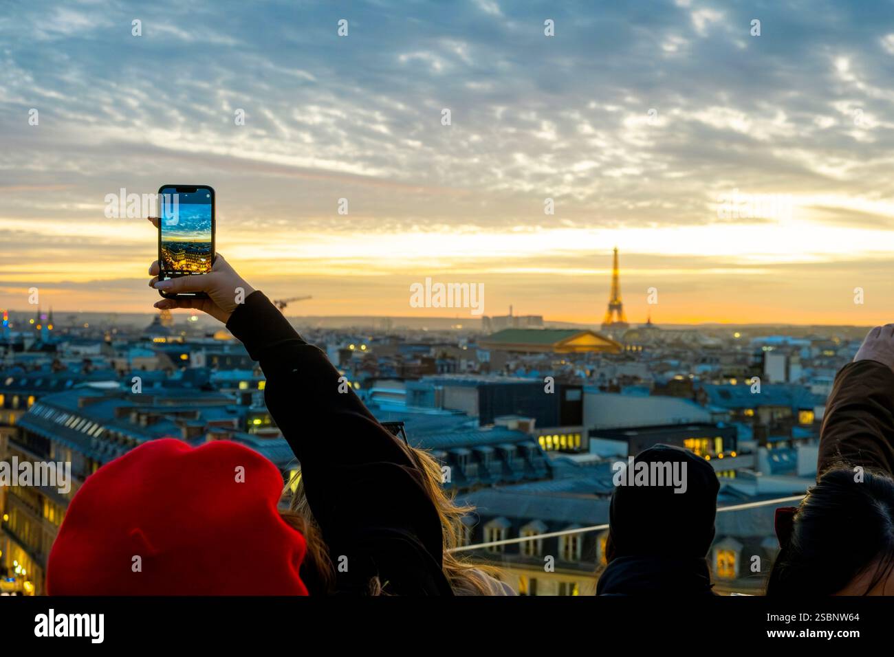 France, Paris, the roof terrace of Galeries Lafayette, view of the ...