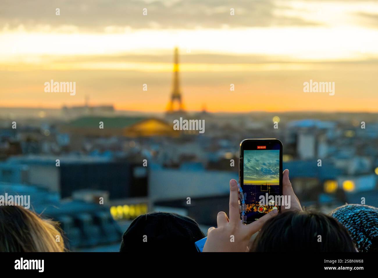 France, Paris, the roof terrace of Galeries Lafayette, view of the ...