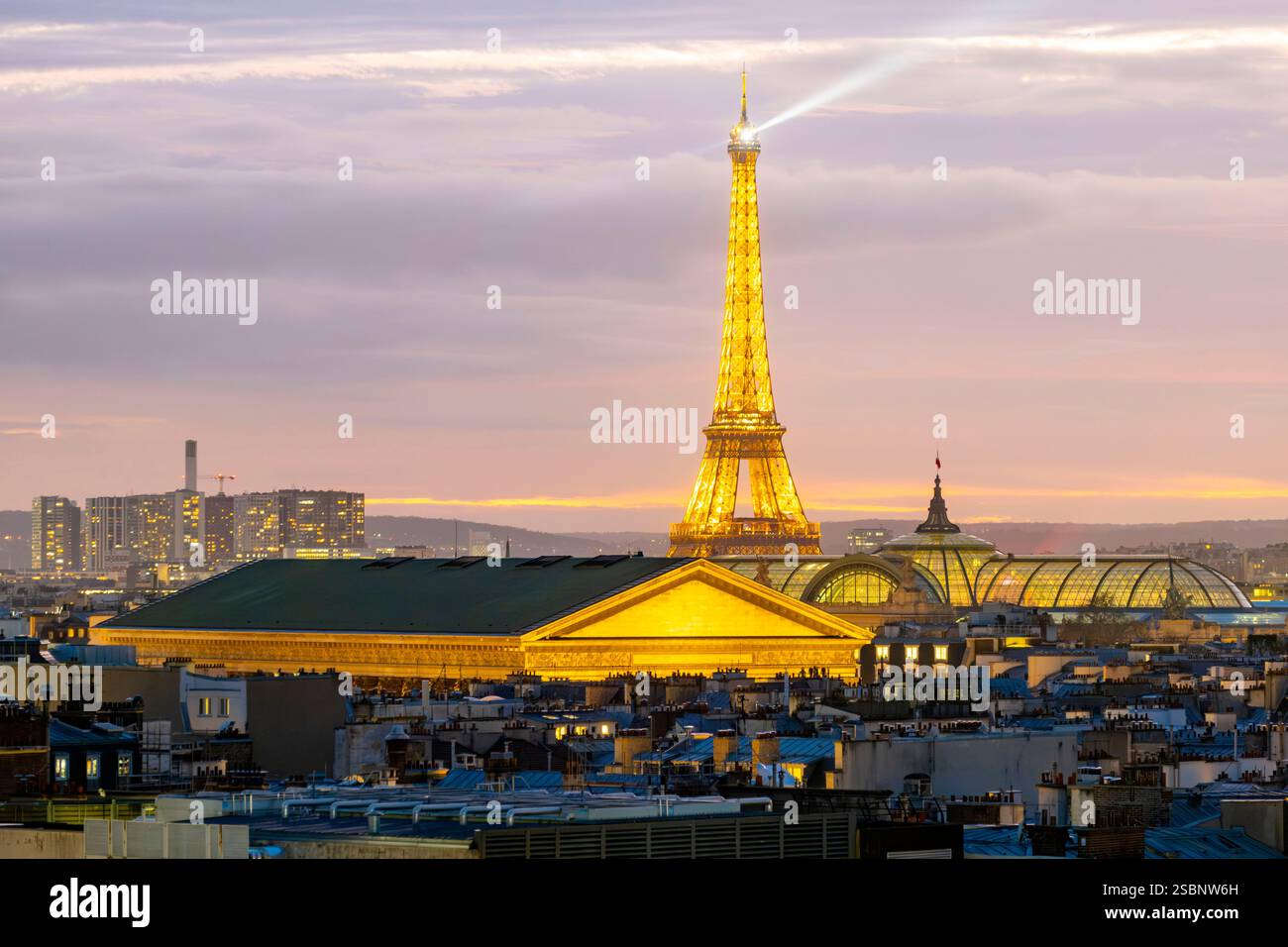 France, Paris, the roof terrace of the Galeries Lafayette, view of the ...