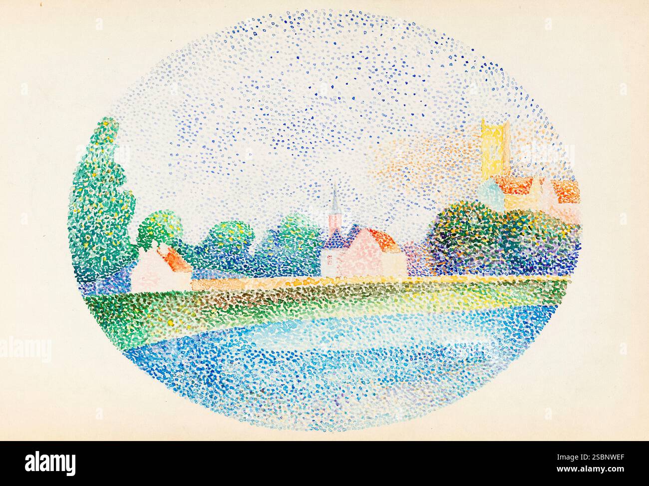 Albert Dubois-Pillet, Morning on the Marne at Meaux, landscape painting ...