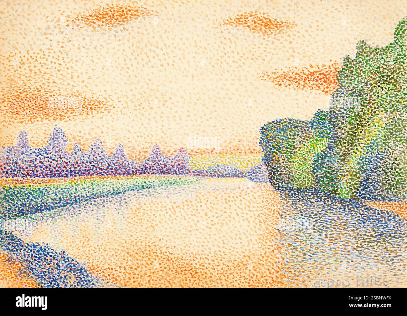 Albert Dubois-Pillet, The Banks of the Marne at Dawn, landscape ...