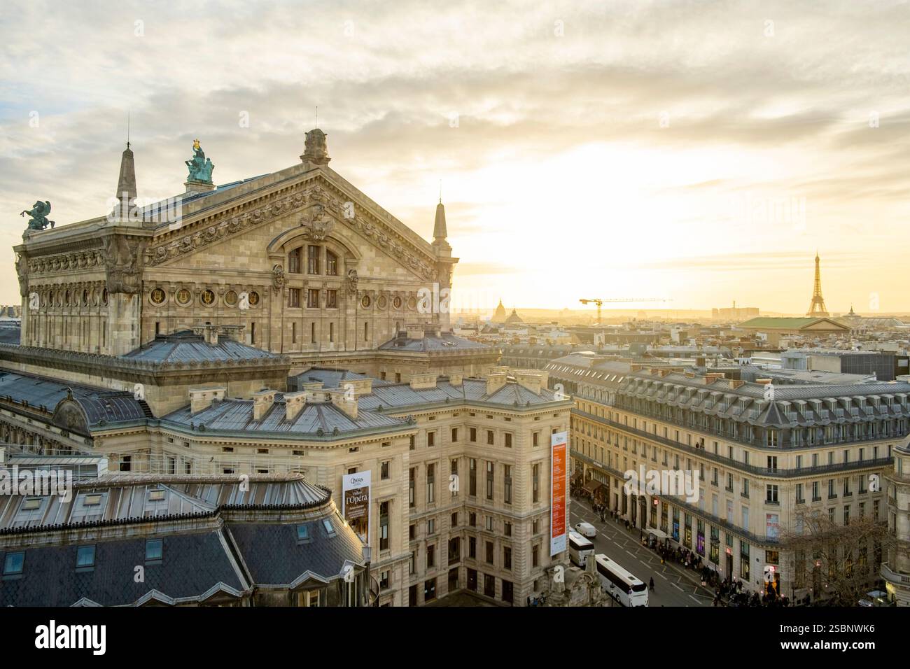 France, Paris, the roof terrace of the Galeries Lafayette, view of the ...