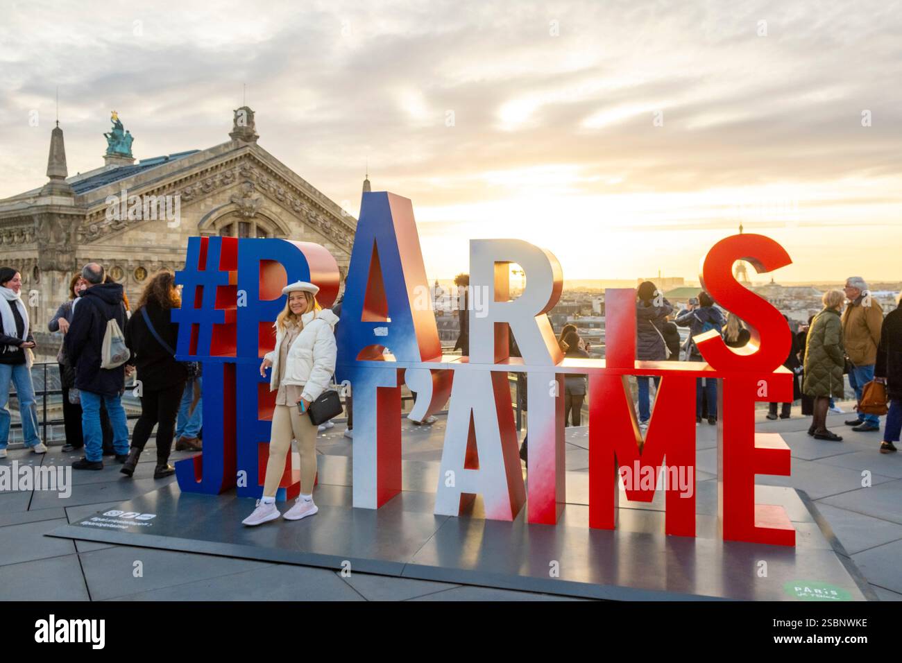 France, Paris, the roof terrace of Galeries Lafayette, “Paris je t'aime ...