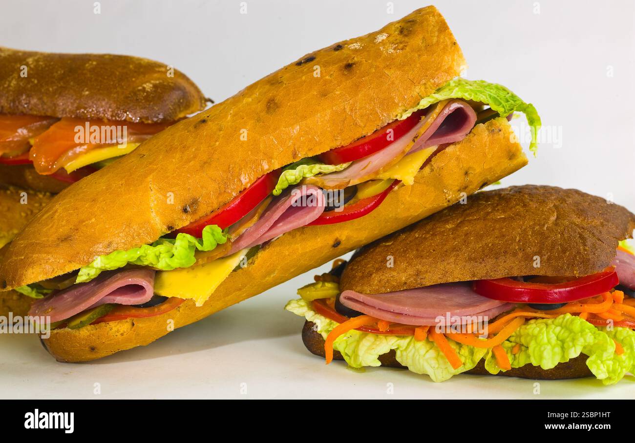 sandwiches with ham and fish Stock Photo - Alamy