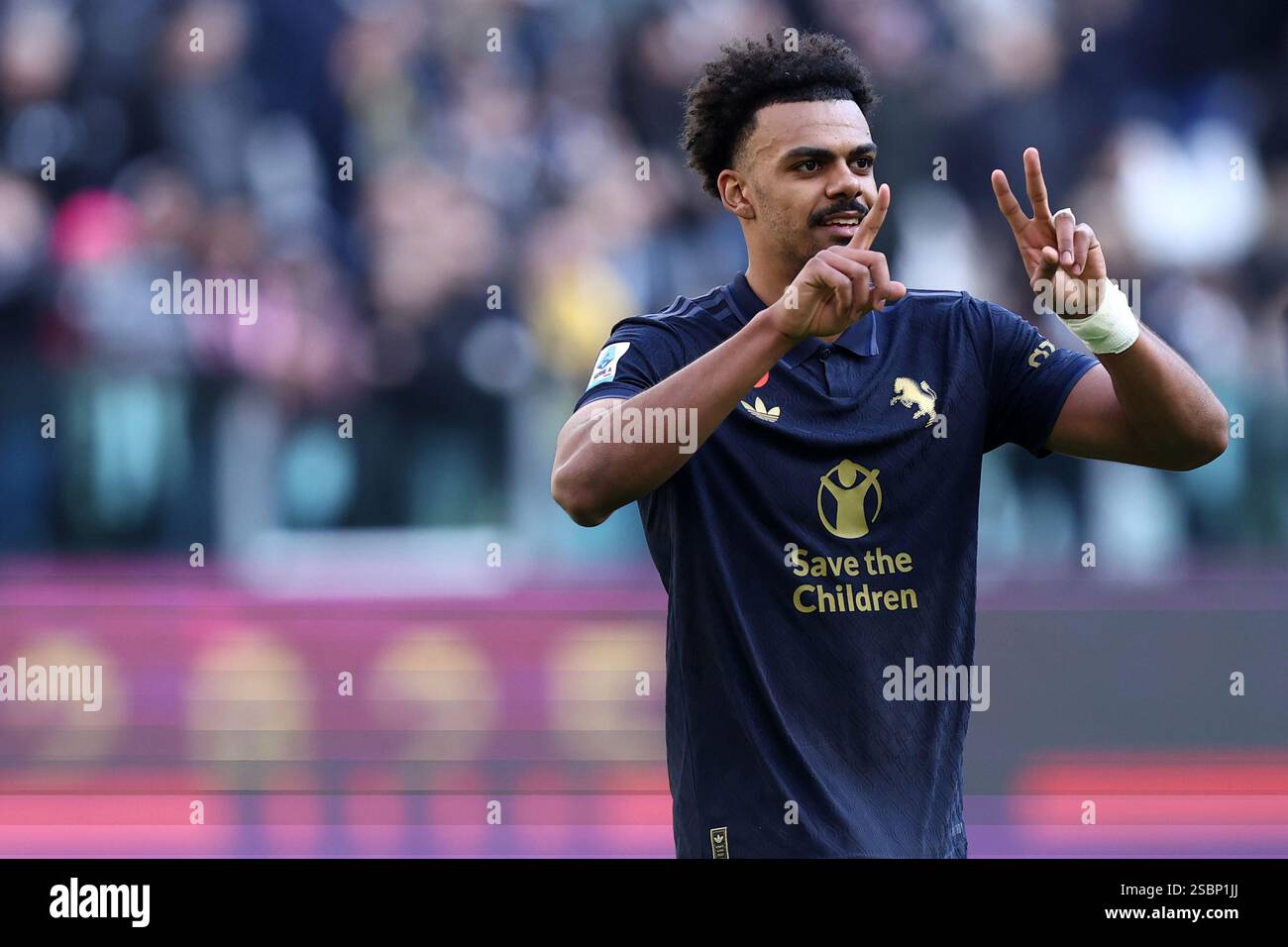 Renato Veiga of Juventus Fc celebrates at the end of the Serie A match ...