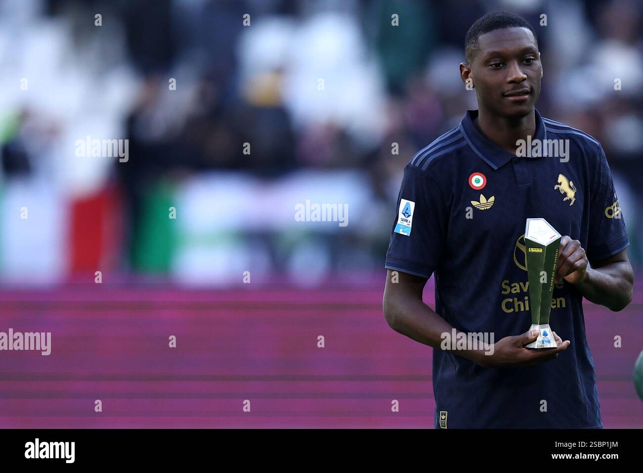 Randal Kolo Muani of Juventus Fc with the MVP trophy at the end of the ...
