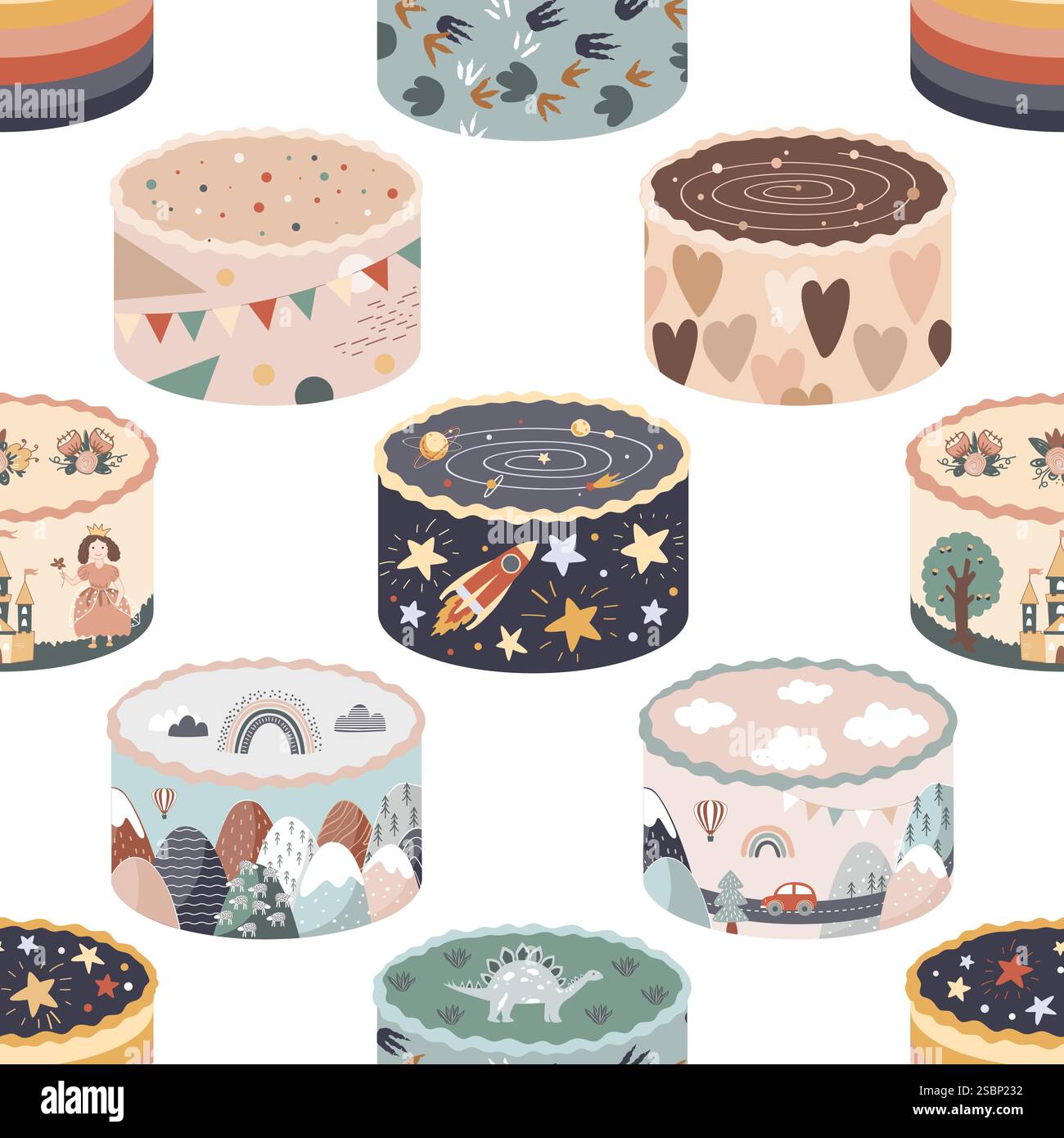 Sweet bento cake seamless pattern. Background for confectionery, bakery ...