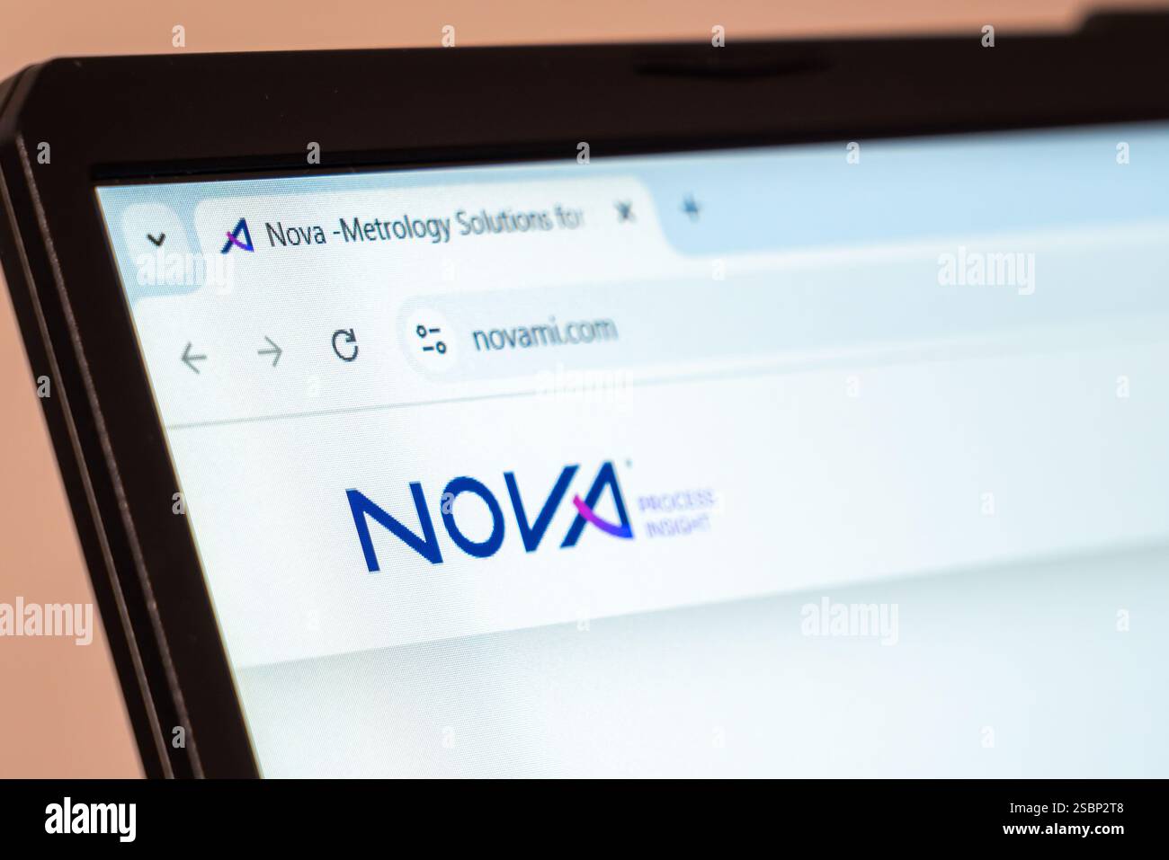 New York, USA - January 31, 2025: Nova website homepage on laptop screen showcasing metrology ...
