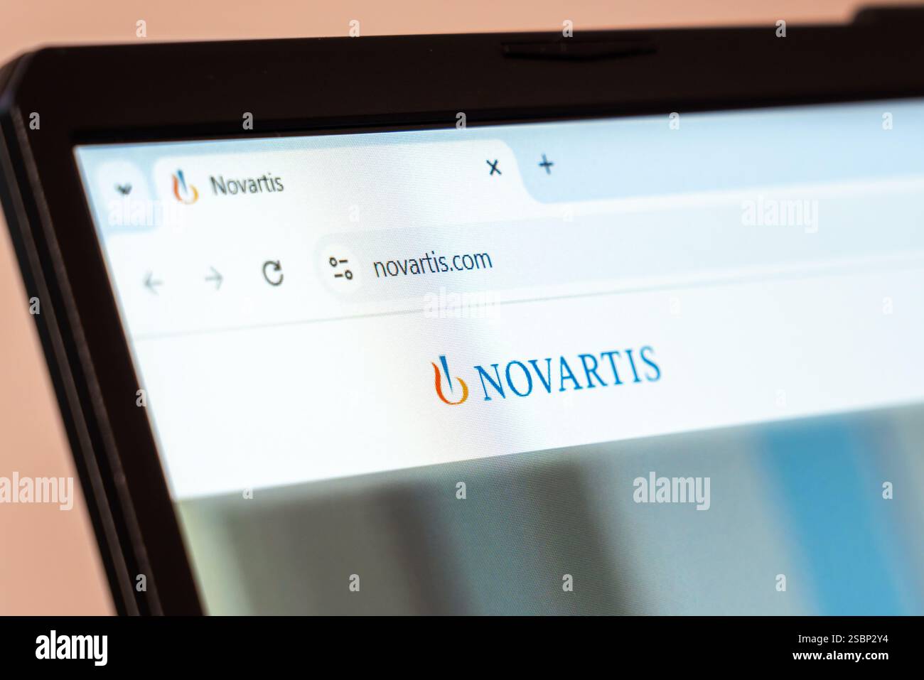 New York, USA - January 31, 2025: Novartis website homepage on laptop screen showcasing ...