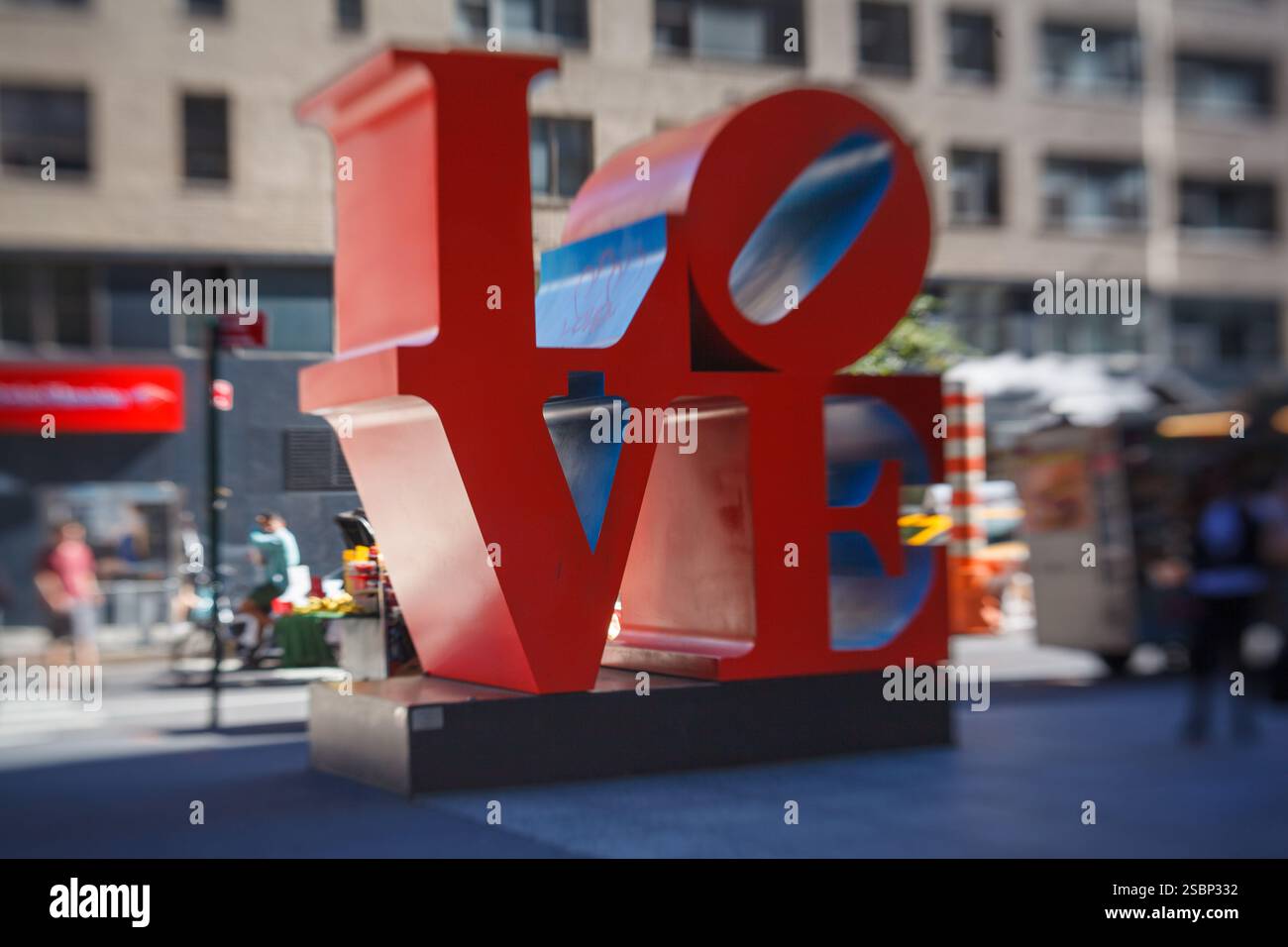 The LOVE red sign at the corner of 6th avenue of the americas and west ...