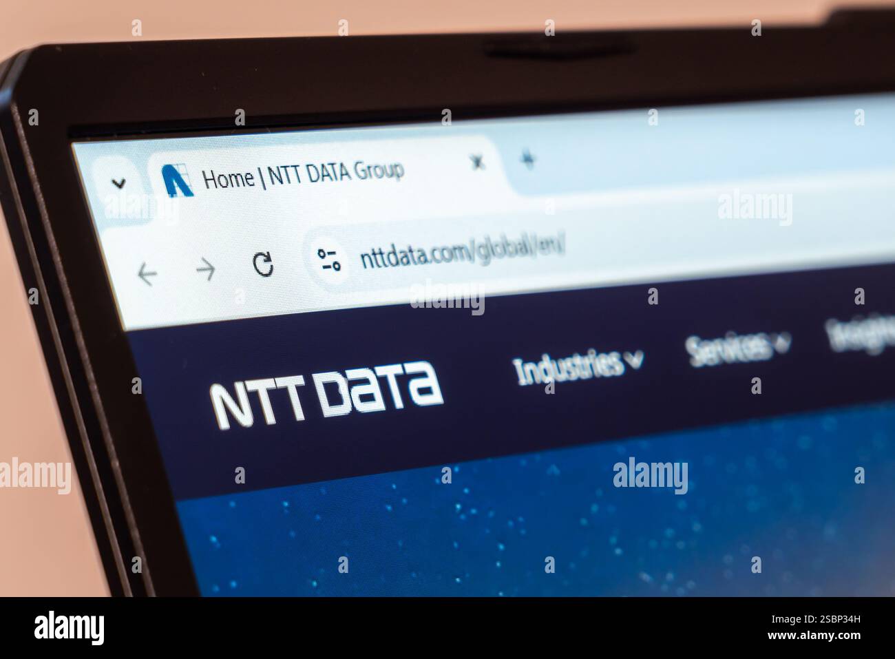 New York, USA - January 31, 2025: NTT Data website homepage on laptop screen showcasing IT ...