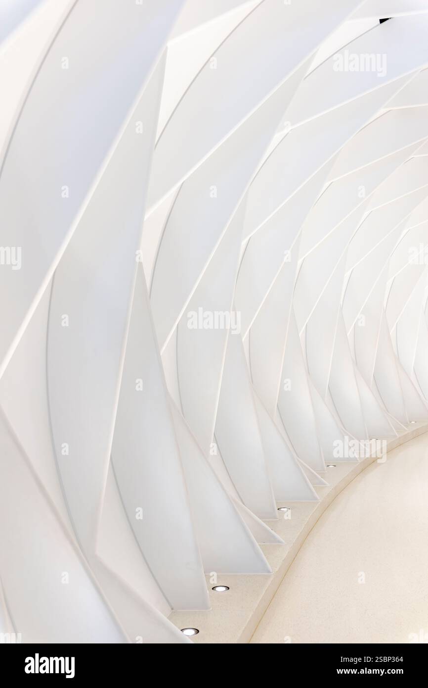 Decorative, white, walkway from Emirates Towers Metro Station to inside ...