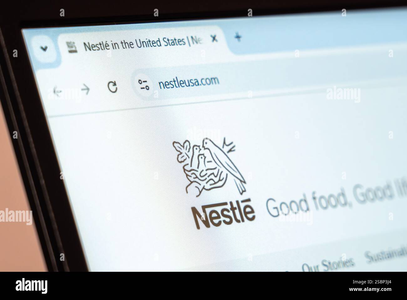 New York, USA - January 31, 2025: Nestle website homepage on laptop ...