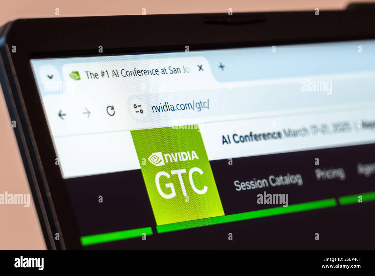 New York, USA - January 31, 2025: NVIDIA GTC website homepage on laptop ...