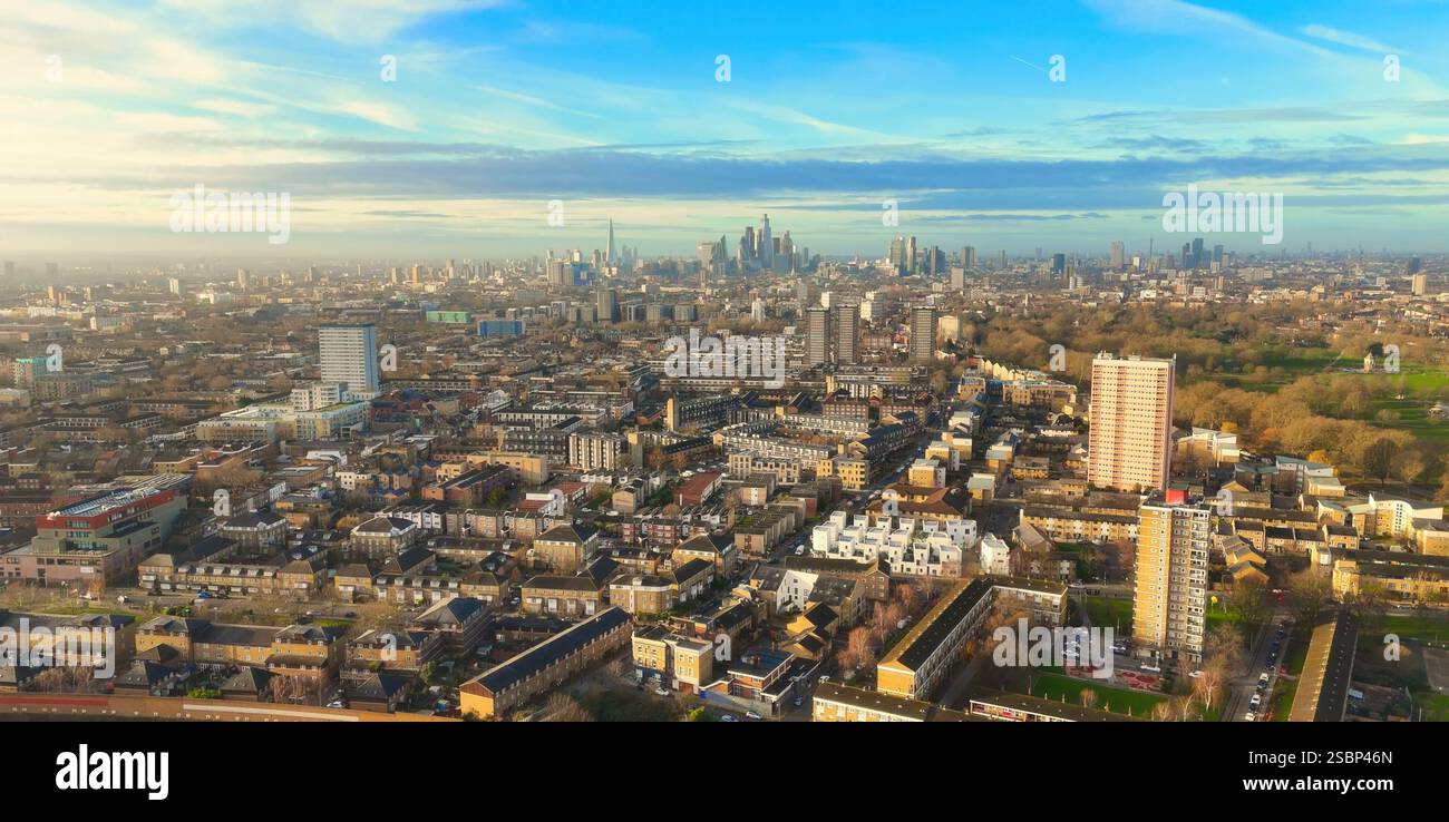 Aerial view from the east end of London Stock Photo - Alamy