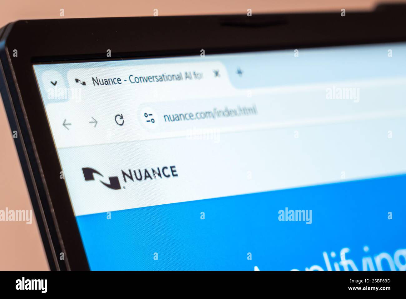 New York, USA - January 31, 2025: Nuance website homepage on laptop screen showcasing AI-powered ...