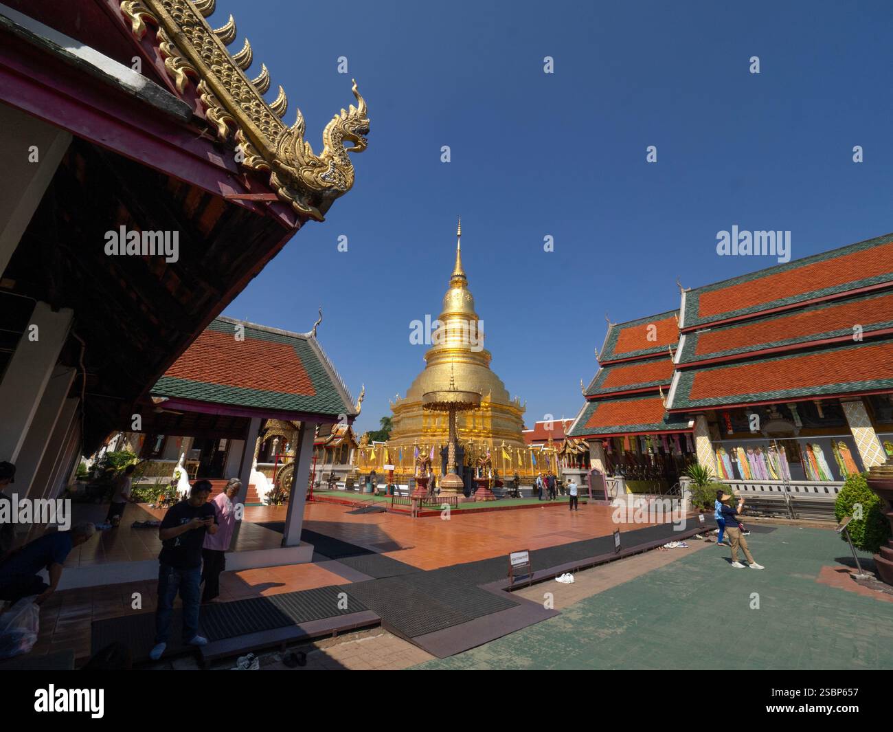 LAMPHUN THAILAND, 24 JANUARY 2025 : Wat Phra That Hariphunchai temple historic temple and famous ...