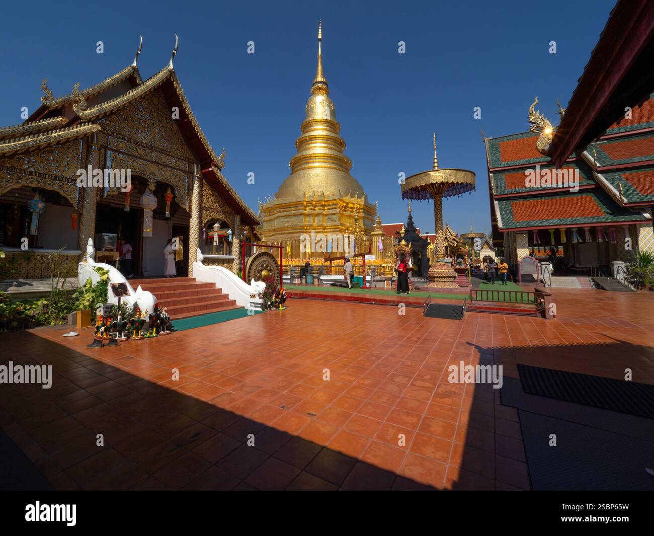 LAMPHUN THAILAND, 24 JANUARY 2025 : Wat Phra That Hariphunchai temple historic temple and famous ...
