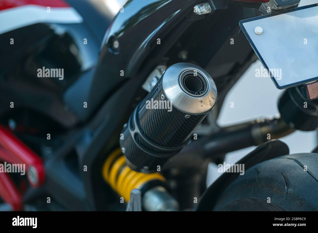 Close-up view of a motorcycle exhaust system displaying intricate ...