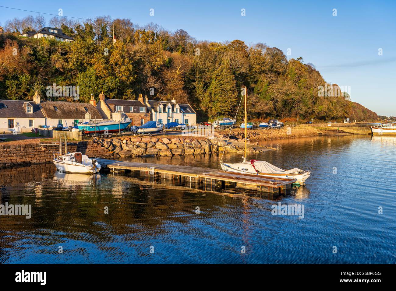 Boats moored in Avoch harbour on the south-east coast of the Black Isle ...