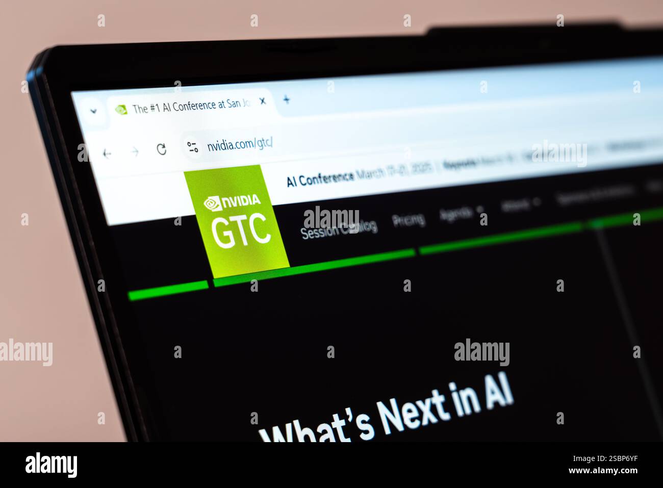 New York, USA - January 31, 2025: NVIDIA GTC website homepage on laptop ...
