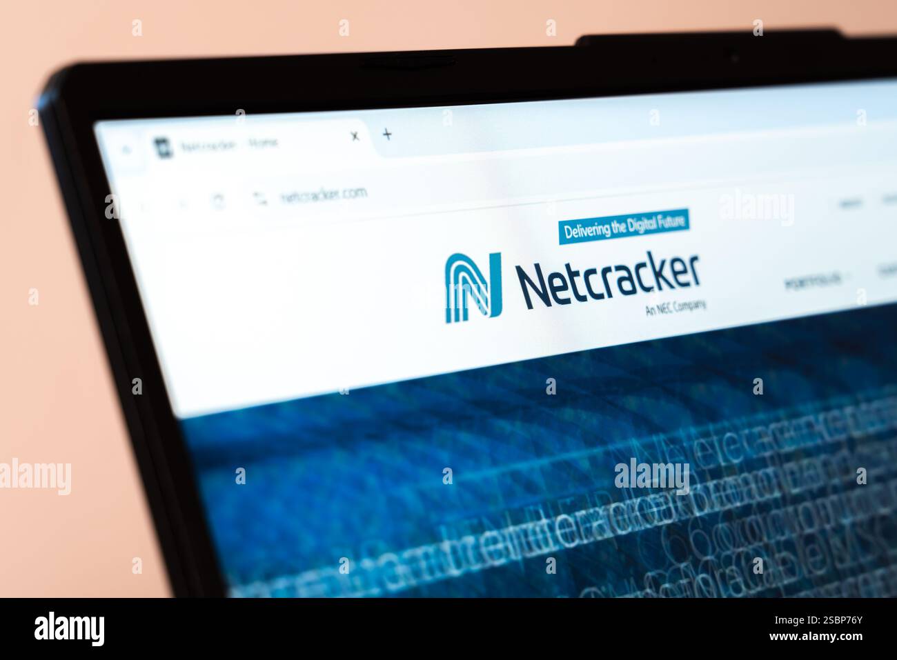 New York, USA - January 31, 2025: Netcracker website homepage on laptop screen showcasing ...