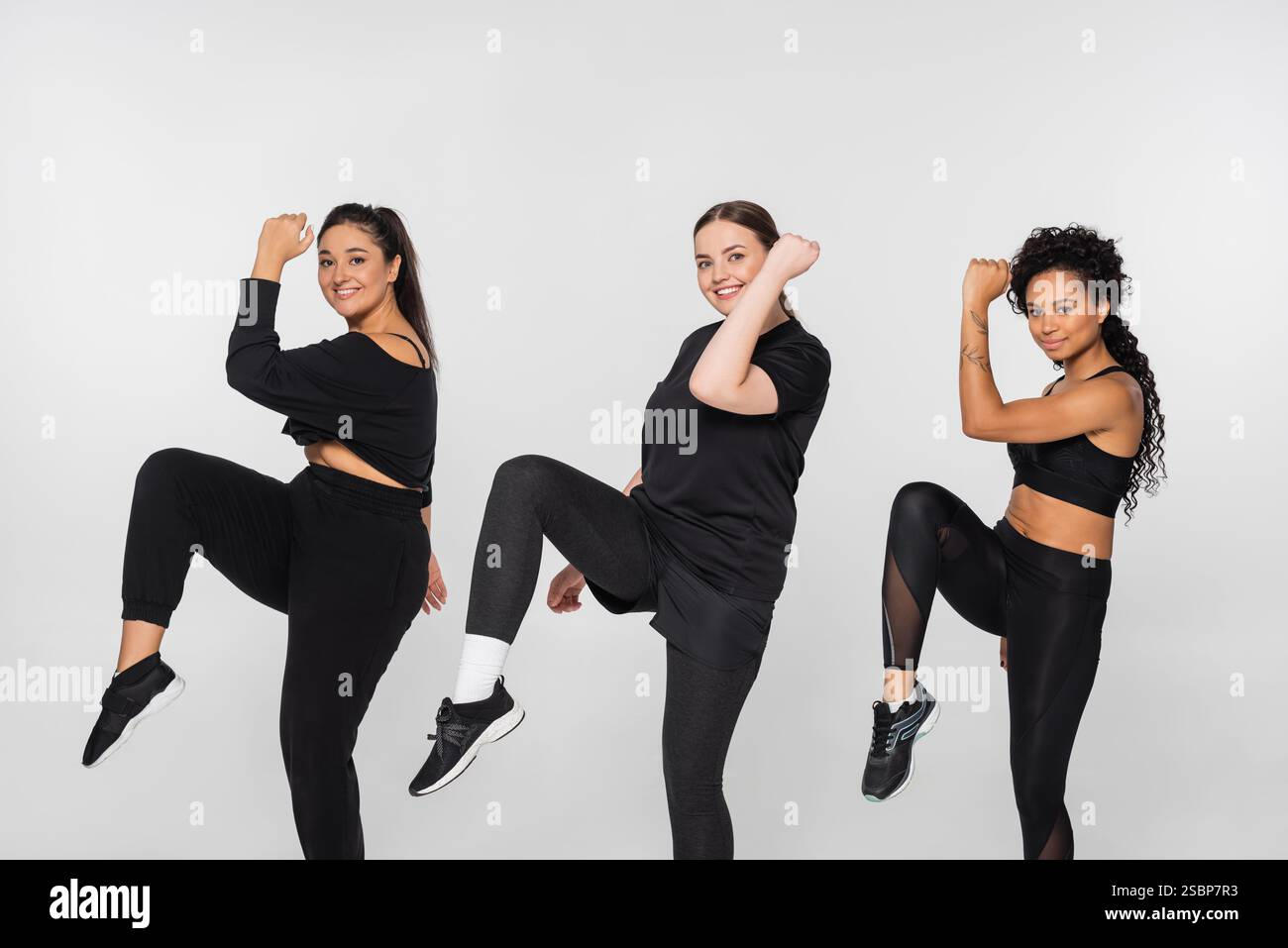 Three women display their strength and confidence while engaging in a ...