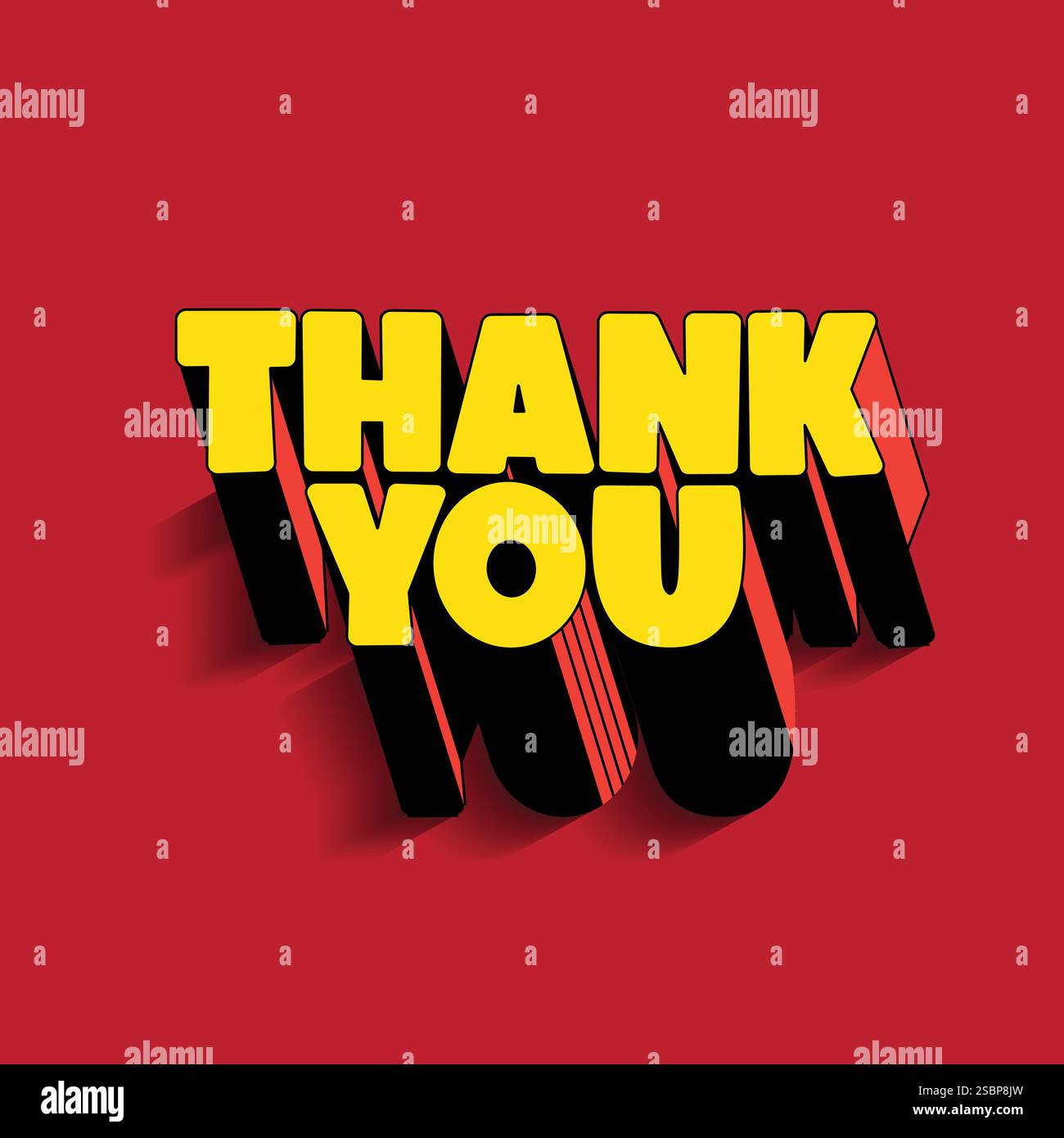 Thank You logo with 3d text effect isolated on red background. Thank ...