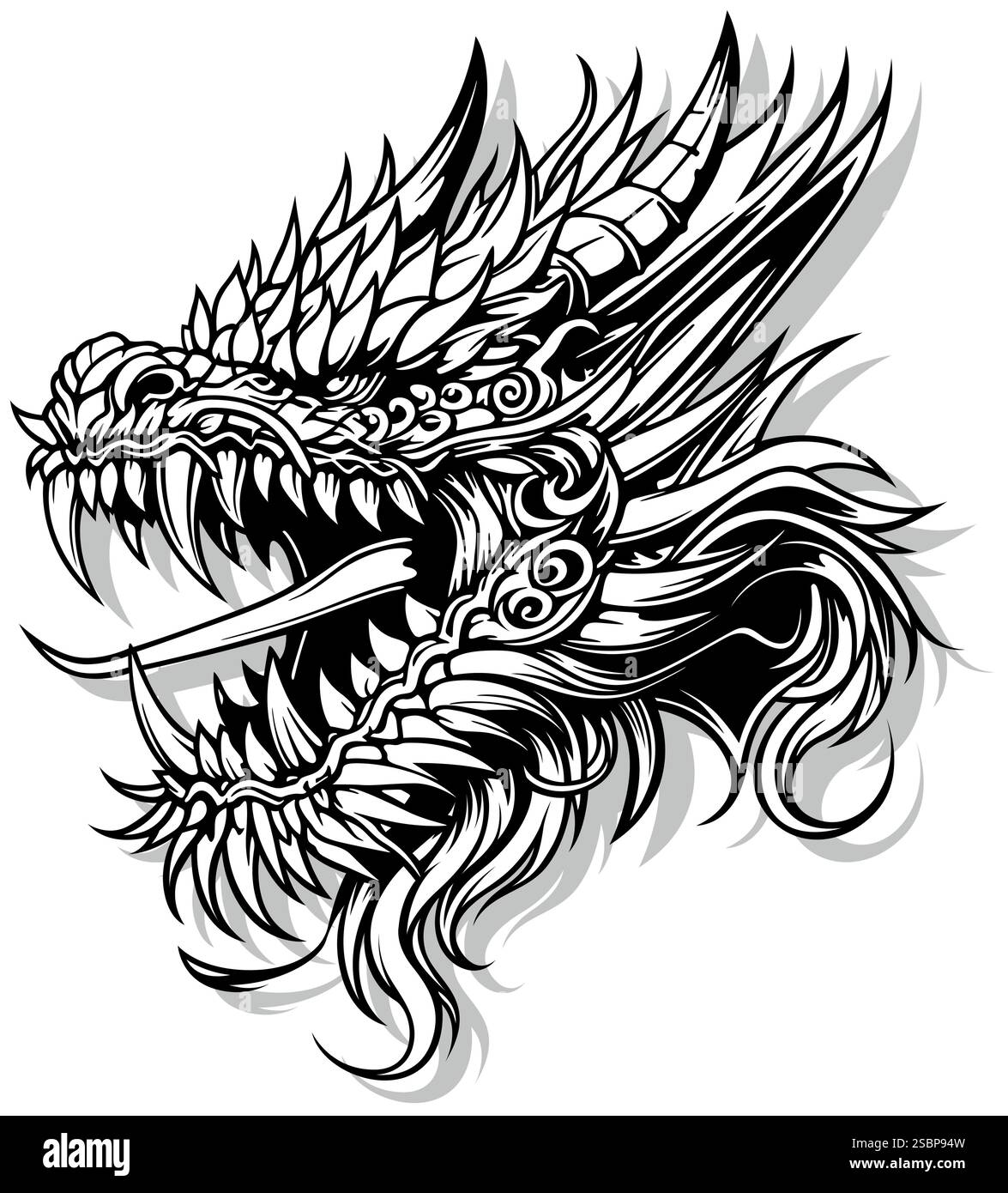 Drawing of Dragon Head as Logo or Tattoo Stock Vector Image & Art - Alamy