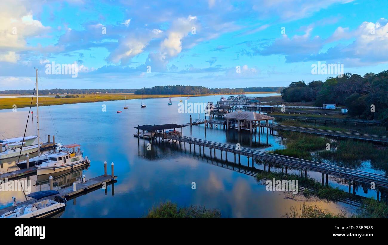 Isle of Hope Marina at Savannah Georgia - aerial view Stock Photo - Alamy