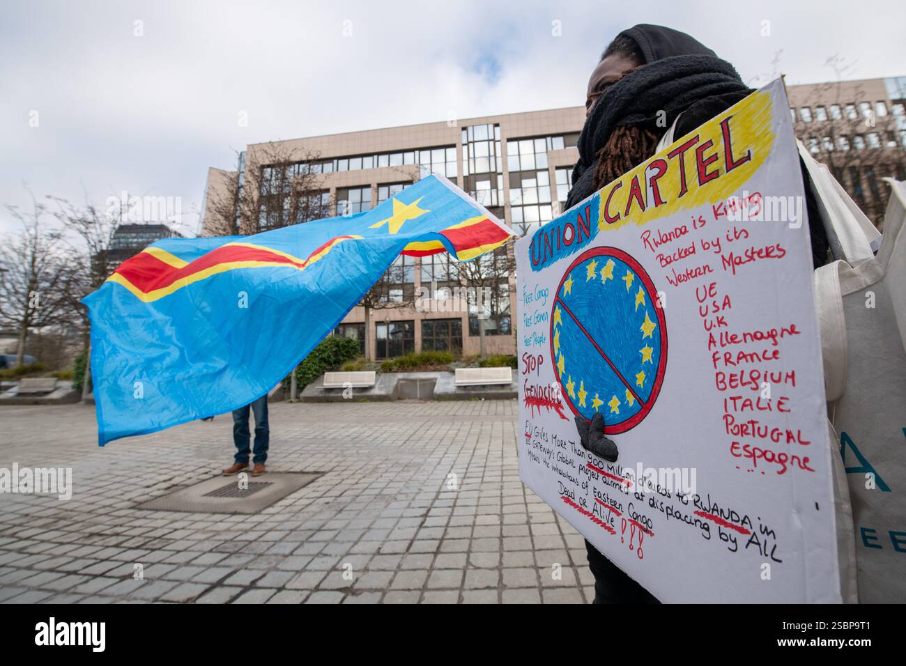 Protesters are seen during the "Free Congo" peaceful march, organised ...