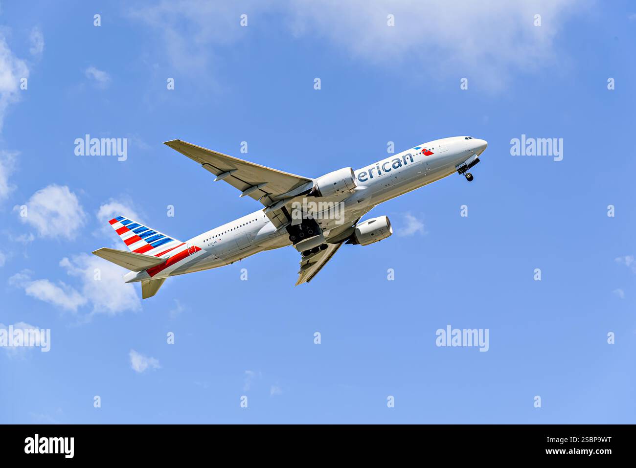 Barcelona, Spain; May 18, 2024: Boeing 777 aircraft of American ...