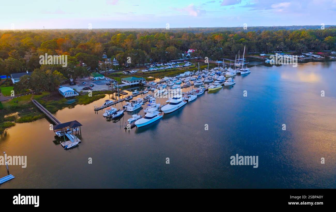 Isle of Hope Marina at Savannah Georgia - aerial view Stock Photo - Alamy
