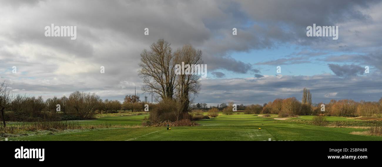 panoramic view of a wide and open landscape with green meadows, parts ...