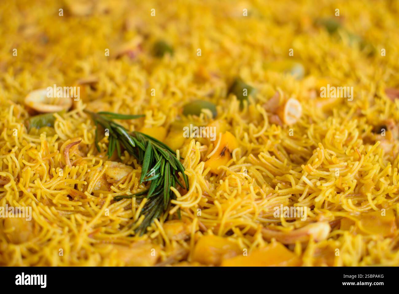 Traditional Fideua from Spain, a typical pasta made with similar paella ...