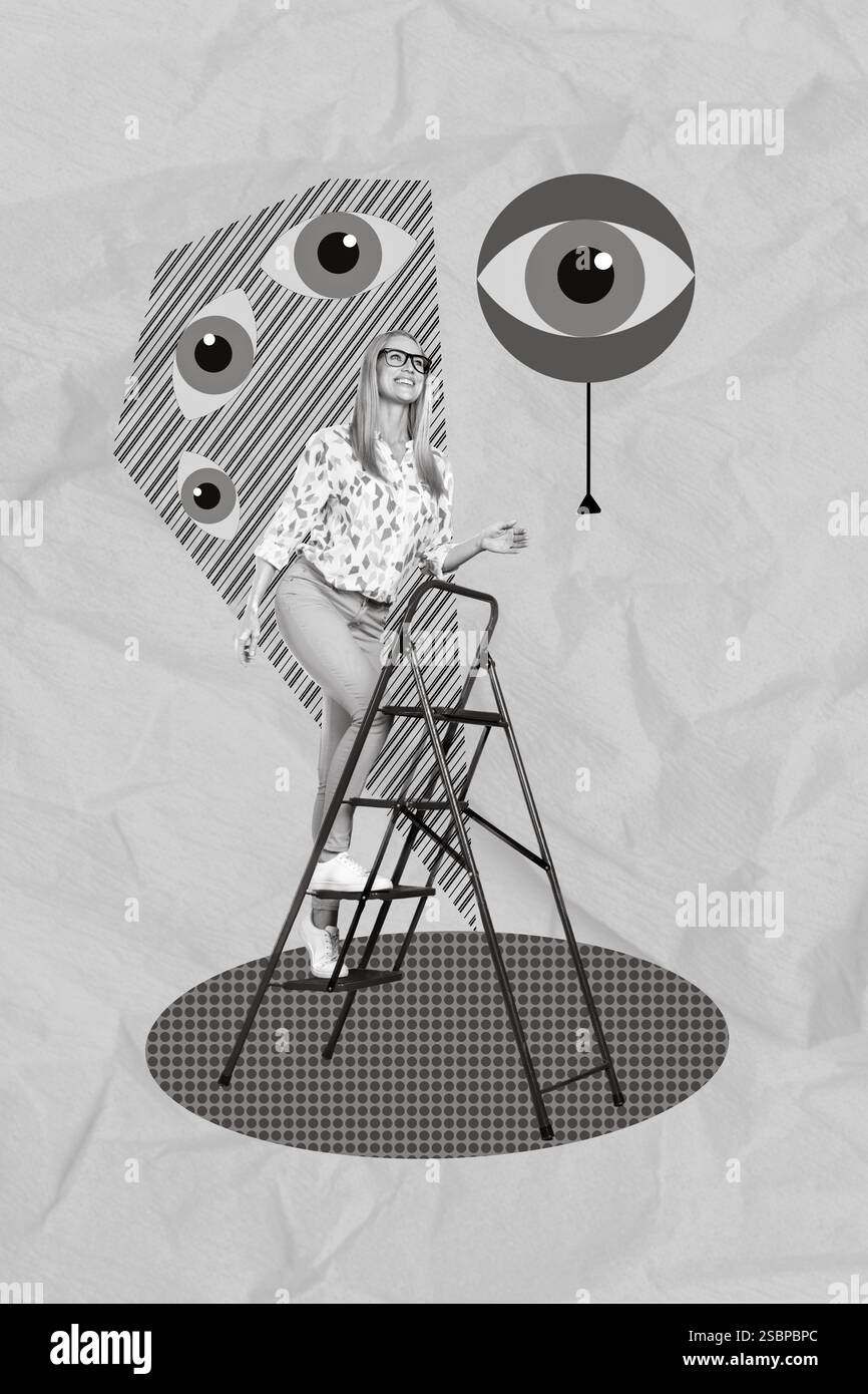 Creative photo 3d collage artwork picture of charming lady turn on ...