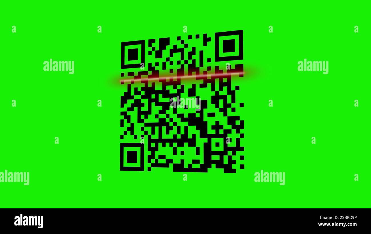 Sequence of QR codes on a green background. QR code being scanned with ...