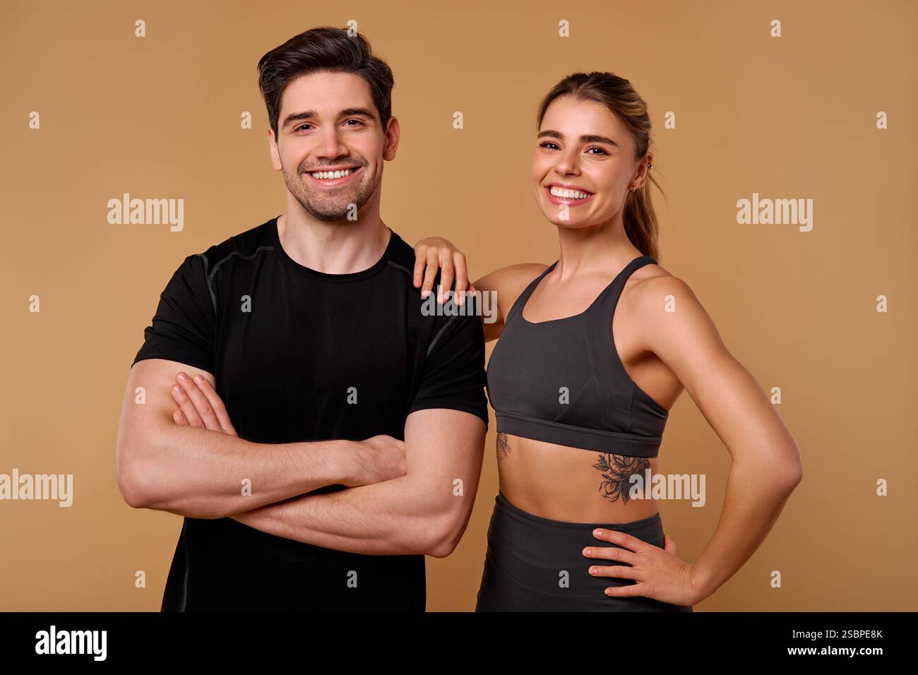 A dynamic fitness duo exhibits impressive athletic skills and ...