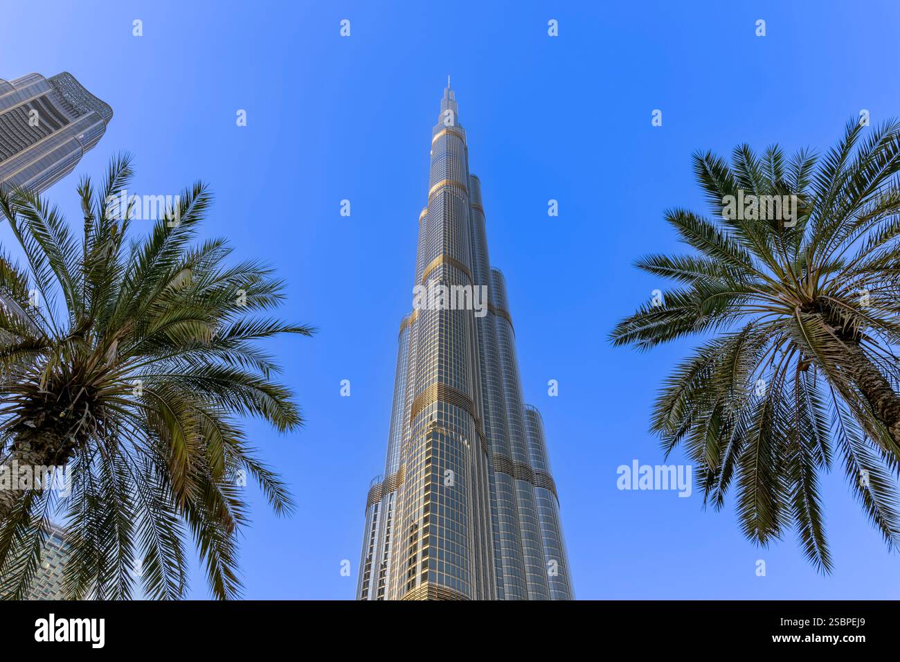 Top of the world's tallest building, Dubai's Burj Khalifa. The beautiful, slender building is an ...
