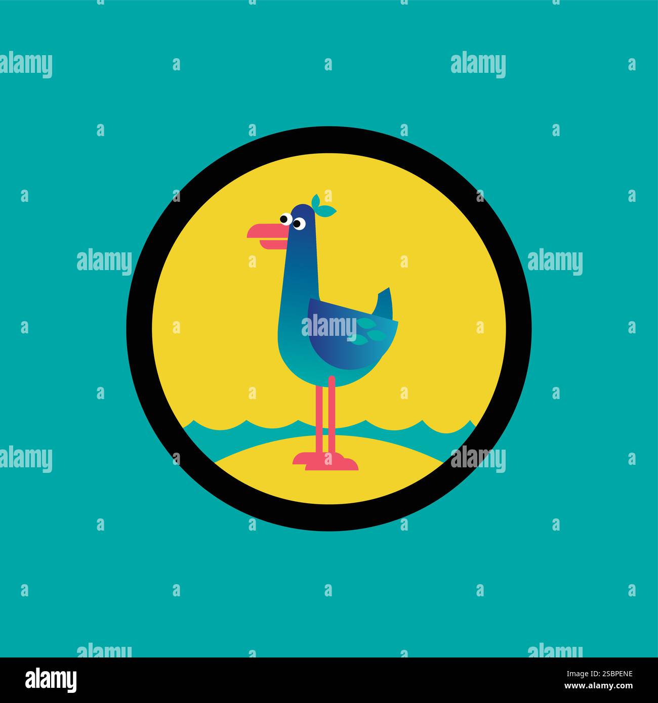 illustration of a blue, cartoon-style duck with a pink beak and legs ...