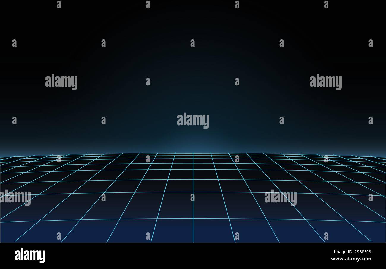 1980's neon sci fi landscape. Retrowave, synthwave vector background ...