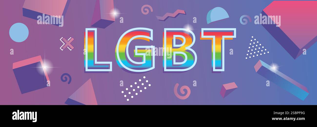 LGBTQ Pride Month Retro Wave Style Banner Design for LGBT Event Stock ...