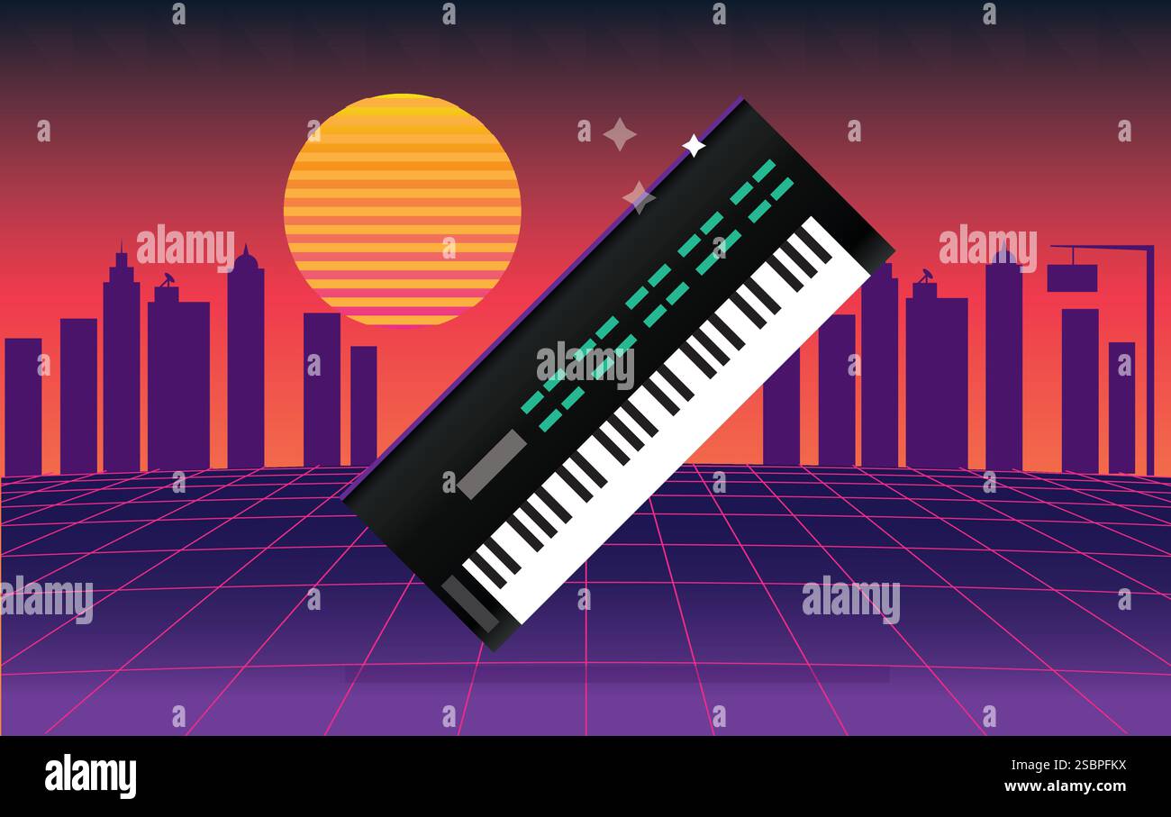 Retrowave synthesizer vector hi-res stock photography and images - Alamy