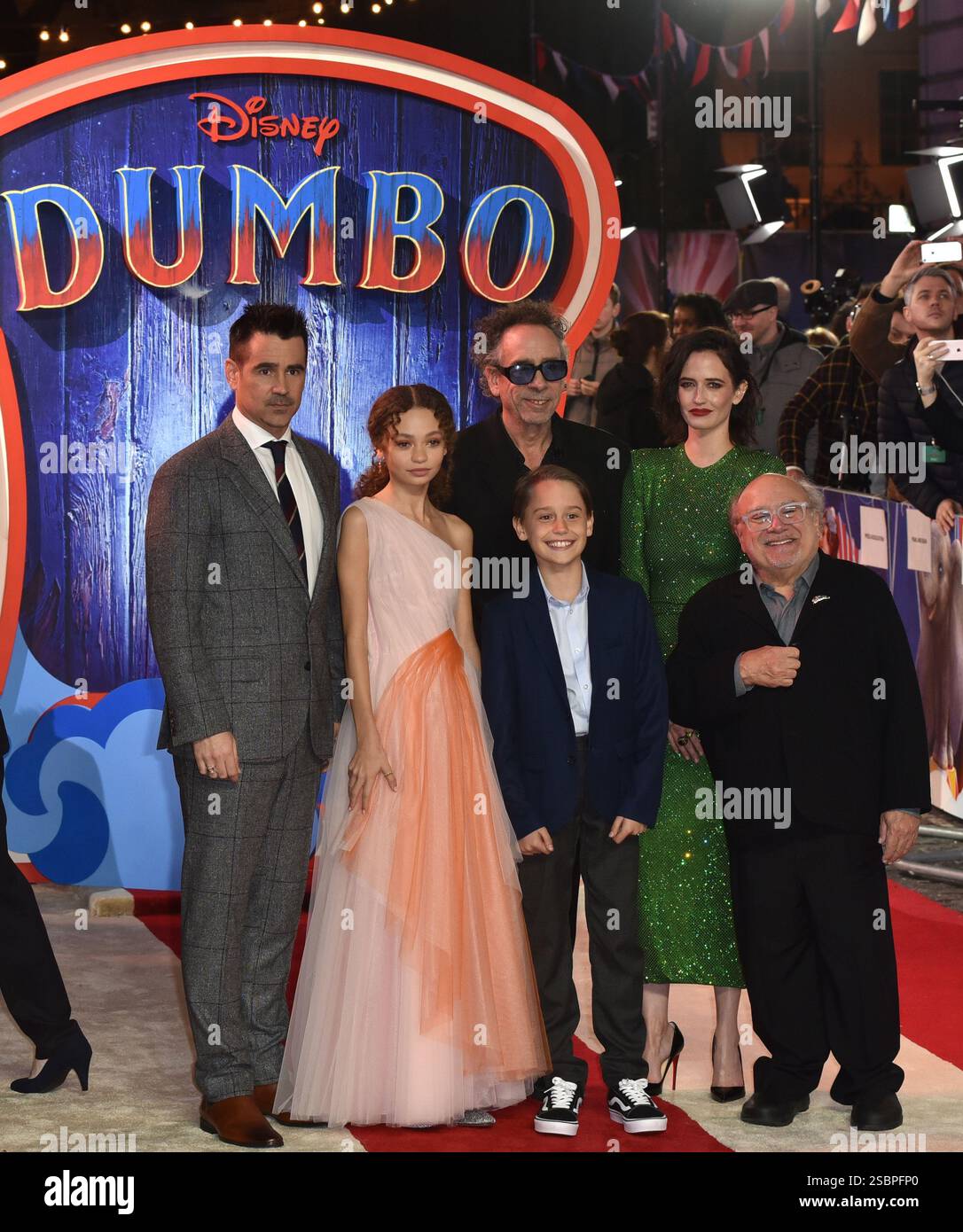 Colin Farrell, Nico Parker, Finley Hobbins, Tim Burton, Eva Green and ...