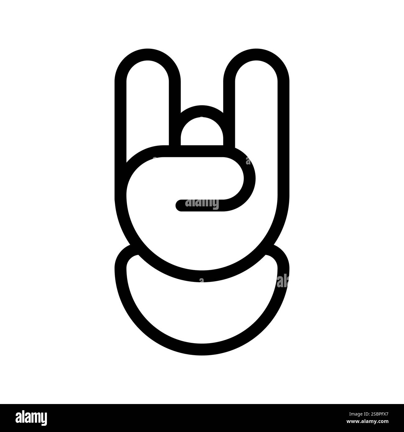 Minimalist vector logo of a cartoon human hand, rock horns gesture ...